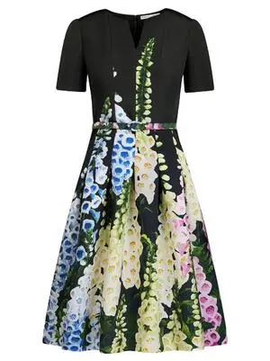 Oscar De La Renta Degradé Foxglove Split-neck Dress - Black