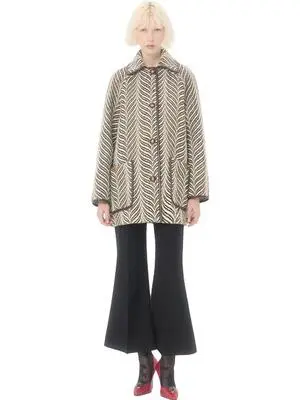 Valentino Garavani Wool Cloth Pea Coat With Animal Print - Brown