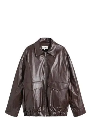 MAISON MARGIELA Vegan Leather Vintage Bomber Jacket - Burgundy