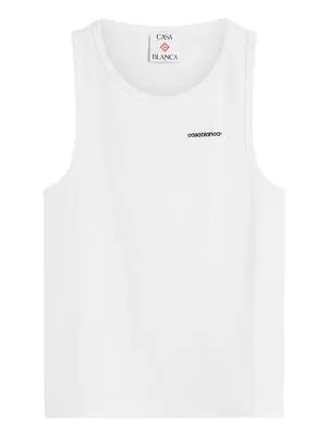 Casablanca Ribbed Tank Top - White