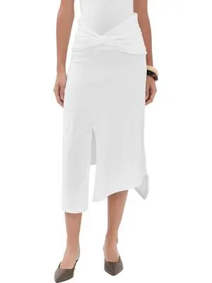 Victoria Beckham Twist Detail Midi Skirt - White
