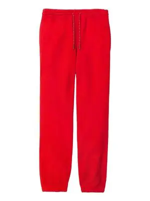 Burberry Equestrian Knight Embroidered Cotton Trousers Red