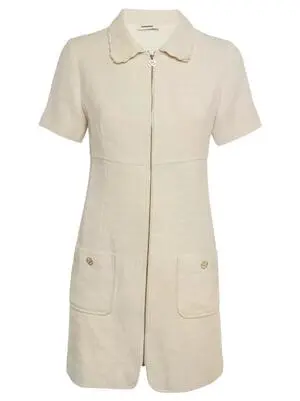Sandro Tweed Zipped Mini Dress - Neutrals