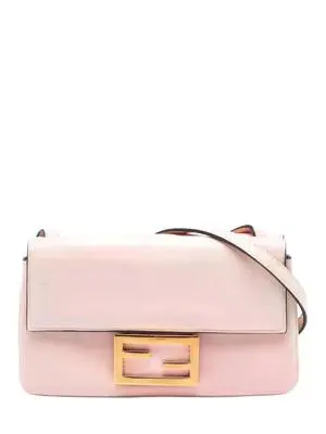 Fendi 2010-2025 Leather Duo Baguette Crossbody Bag - Pink