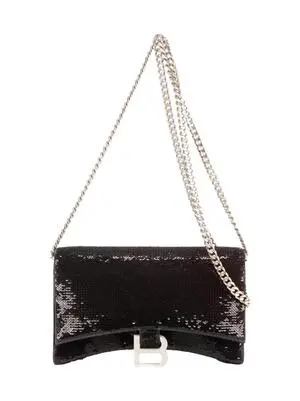 Balenciaga Sequinned Chain Shoulder Bag - Black