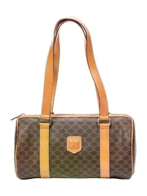 Celine 1990s Macadam-print Barrel Bag - Brown