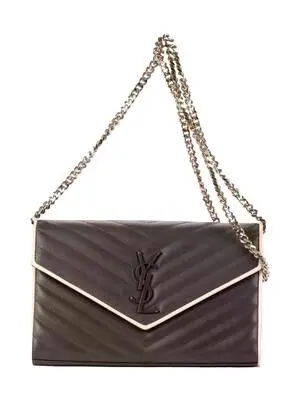 Saint Laurent Leather Shoulder Bag - Grey