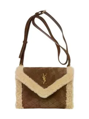 Saint Laurent Quilted Suede Mini Bag - Brown