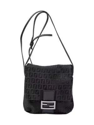 Fendi Zucchino-pattern Shoulder Bag - Black
