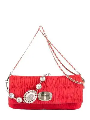 Miu Miu Pleated Crystal-embellished Bag - Red