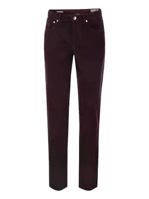 Brunello Cucinelli Five-pocket Striped Velvet Trousers - Purple
