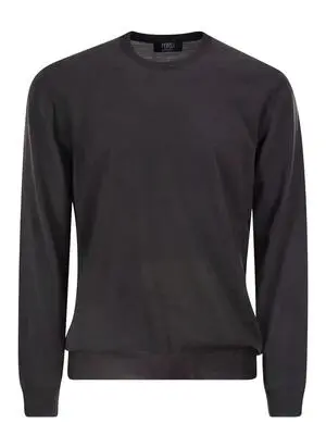 Fedeli Crew Neck Long Sleeve Sweater - Grey