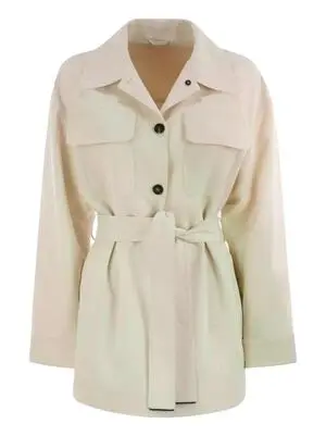 Brunello Cucinelli Buttoned-up Belted Jacket - White
