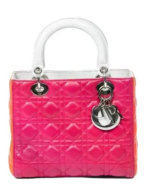 Dior 2000s Quilted Top-handle Bag With Charm - Pink