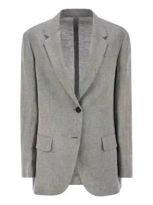 Brunello Cucinelli Linen-blend Blazer - Grey