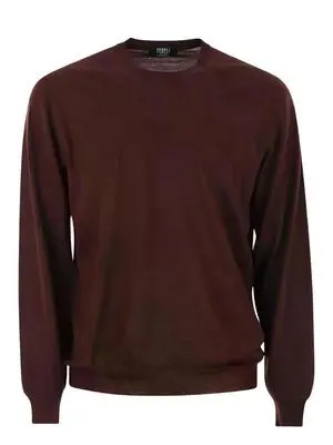 Fedeli Long-sleeved Crew Neck Sweater - Red