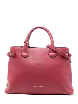 Burberry Leather And House Check Banner Satchel - Red