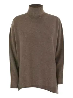 VANISÈ Giuly High-Neck Asymmetrical Sweater