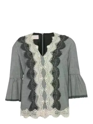 GIAMBA Lace Trim Blouse