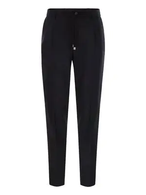 Peserico Pleat-detail Drawstring-waist Trousers - Black