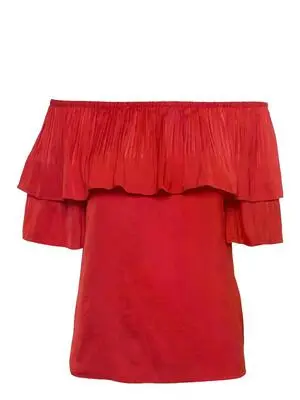 MAJE Ruffled Off-the-Shoulder Top