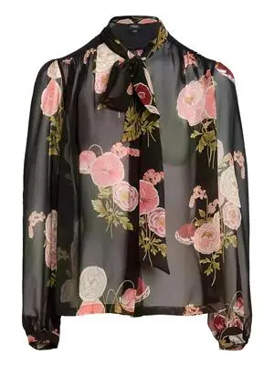 Giambattista Valli Floral Pussy-bow Blouse - Black