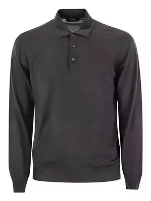 FEDELI Three-button Long-sleeve Polo Shirt
