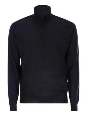 John Smedley High-neck Zip Sweater - Blue