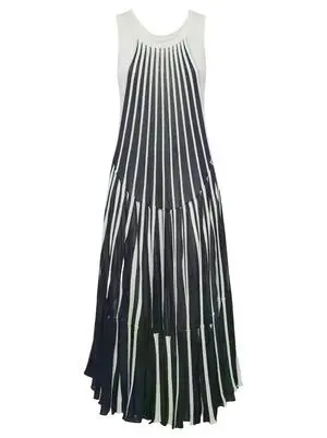 Chloé Pleated Stripe-pattern Dress - Blue