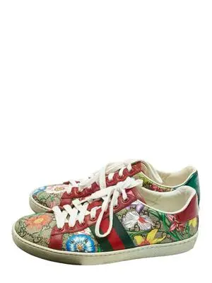 Gucci Floral-print Low Top Sneakers - Brown