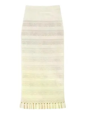 TWINSET Knitted Ruffled-hem Midi Skirt - White