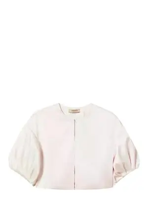 TWINSET Puff-Sleeve Duchess-Satin Jacket