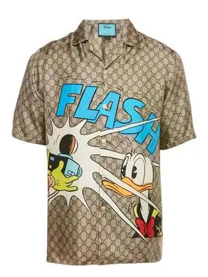 Gucci X Disney Gg-pattern Shirt - Neutrals