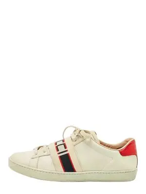 Gucci Ace Logo-detail Leather Sneakers - Neutrals