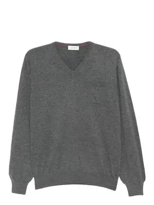 FERRAGAMO Long-sleeve V-neck T-shirt - Grey