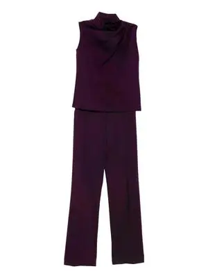 SAIID KOBEISY Pleated Shoulder Top And Pants Ensemble - Purple
