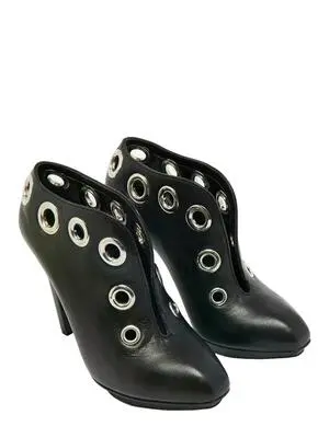 Alexander McQueen Eyelet-detail Leather Ankle Boots - Black