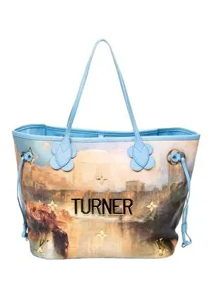 LOUIS VUITTON Neverfull Mm Jeff Koons Turner Painting - Neutrals