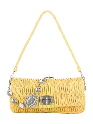 Miu Miu Pleated Crystal-embellished Bag - Yellow