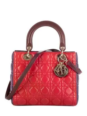Dior Quilted Two-tone Shoulder Bag - Red