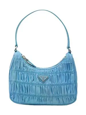 Prada 2019-2025 Tessuto Gaufre Re-edition Shoulder Bag - Blue