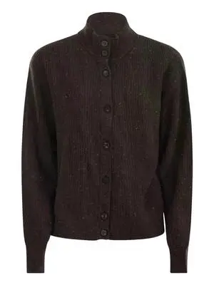 Peserico Buttoned Turtleneck Cardigan - Brown