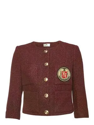 Elisabetta Franchi Tweed Buttoned Jacket - Red