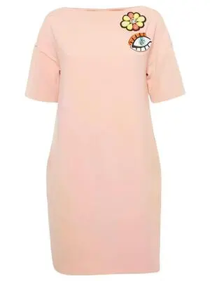 Moschino Flower Appliqué Brooch Mini Dress - Pink