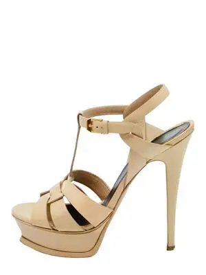 Saint Laurent Tribute Platform Sandals - Neutrals