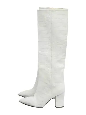 Paris Texas Croc-embossed Leather Boots - Neutrals