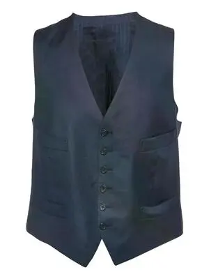 TOM FORD Wool Button Waistcoat - Blue
