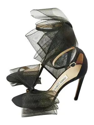 JIMMY CHOO Bow-detail Stiletto Sandals - Black