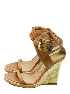 BURBERRY Catsbrook Leather Wedge Espadrilles