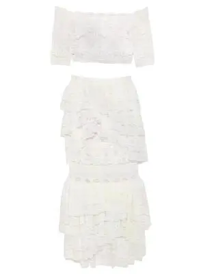 SAIID KOBEISY Lace Ruffled Dress - White